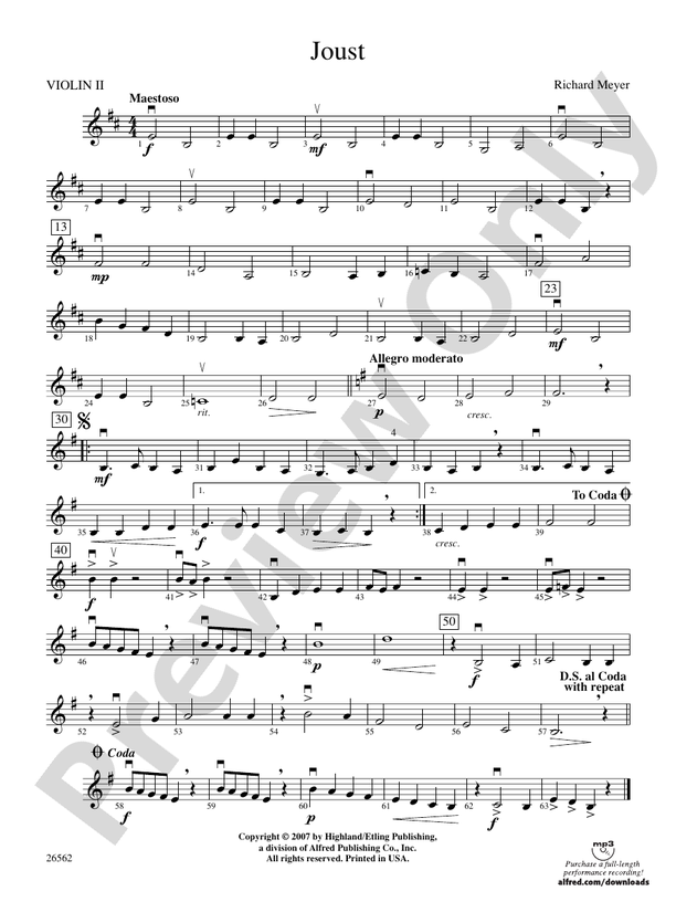 Joust: 2nd Violin: 2nd Violin Part - Digital Sheet Music Download