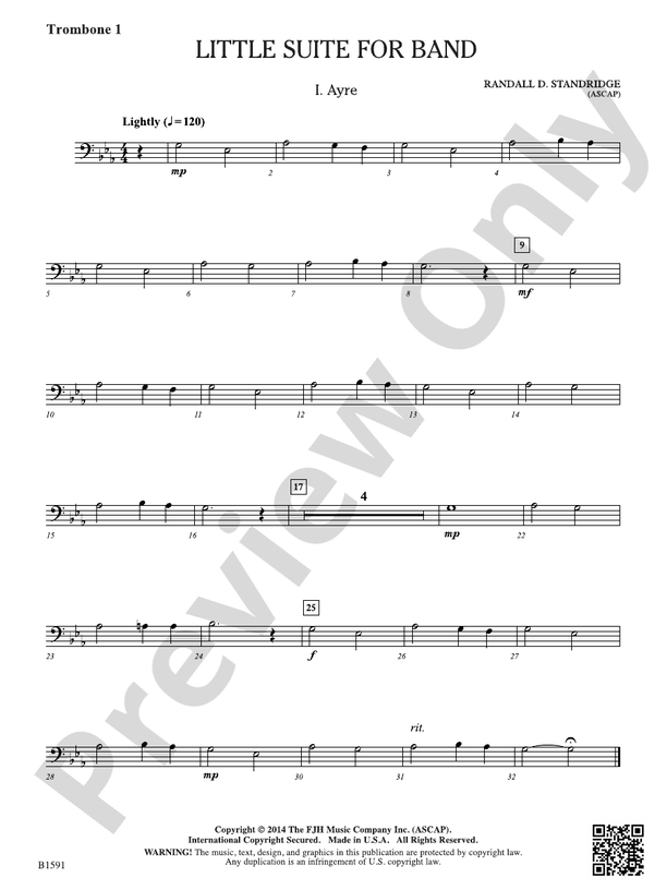 Little Suite for Band: Trombone 1: Trombone 1 Part: Randall Standridge ...