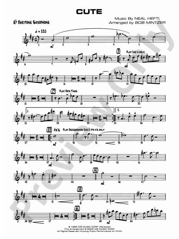 Cute: E-flat Baritone Saxophone: E-flat Baritone Saxophone Part - Digital Sheet Music Download
