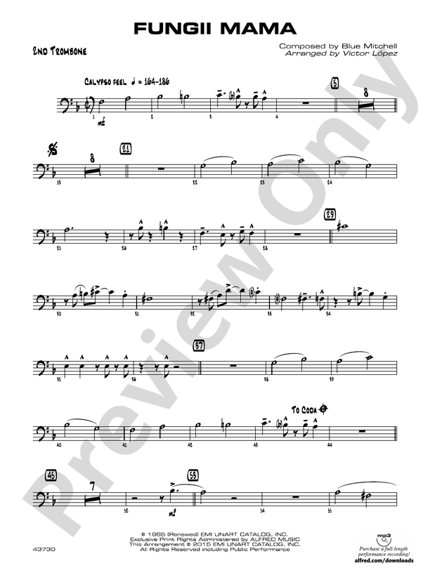 Fungii Mama: 2nd Trombone: 2nd Trombone Part - Digital Sheet Music Download