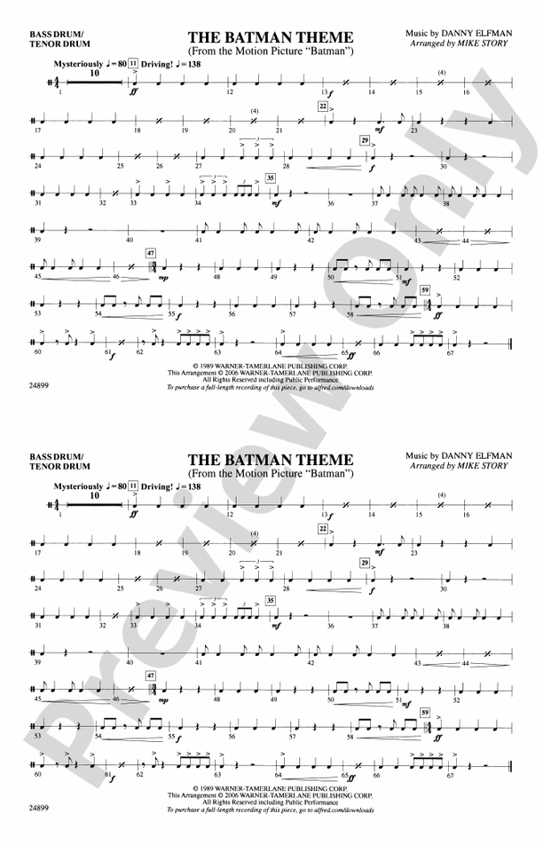 The Batman Theme (from Batman): Bass Drum/Tenor Drum: Bass Drum/Tenor ...