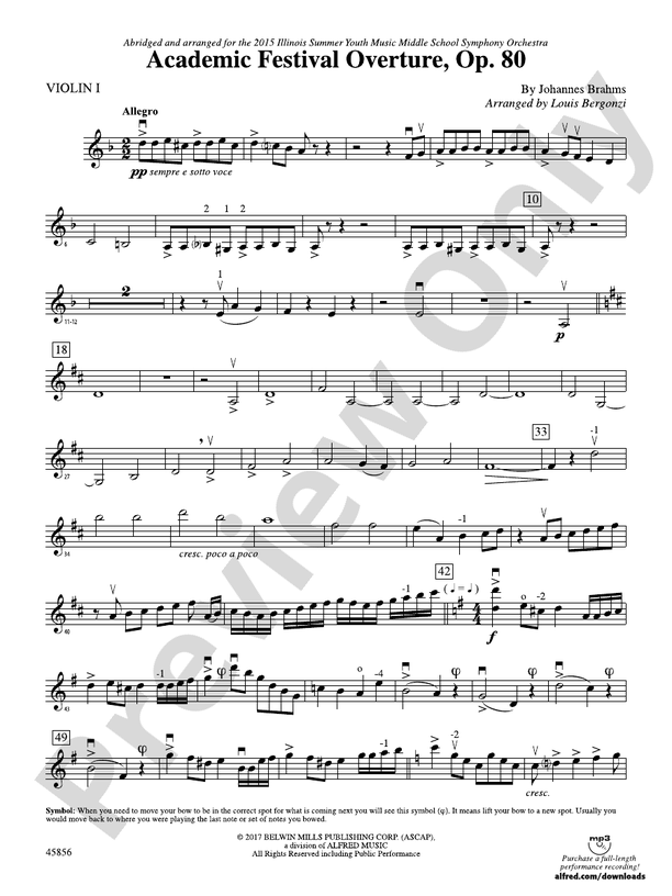 Academic Festival Overture, Op. 80: 1st Violin: 1st Violin Part ...