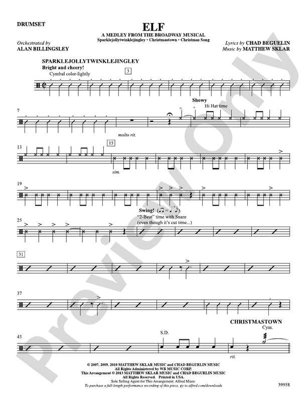 Elf: A Medley from the Broadway Musical: Drums: Drums Part - Digital ...