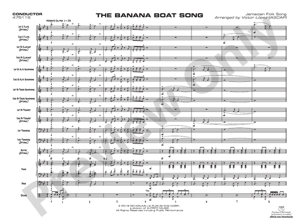 The Banana Boat Song: Score: Jazz Ensemble Score - Digital Sheet Music ...