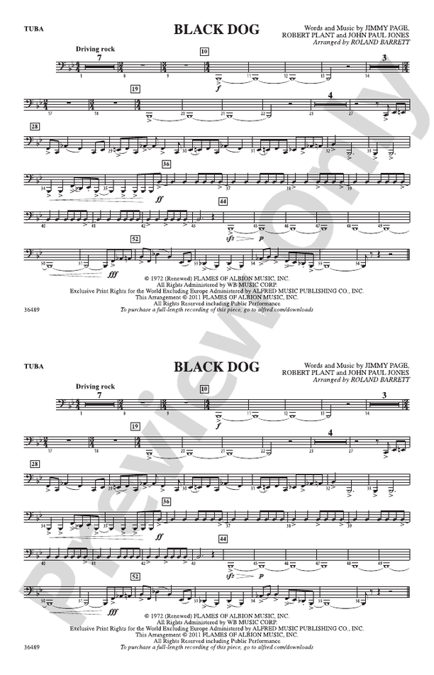Black Dog: Tuba: Tuba Part - Digital Sheet Music Download