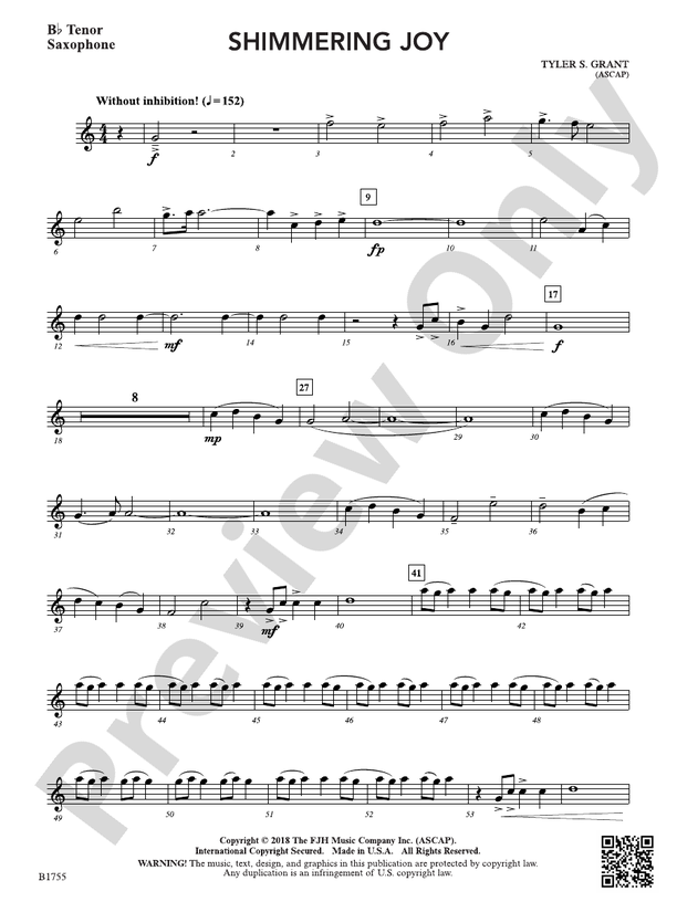 Shimmering Joy: B-flat Tenor Saxophone: B-flat Tenor Saxophone Part ...
