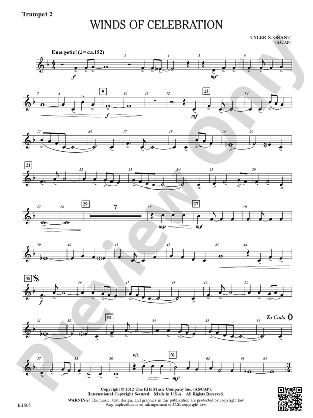 Winds of Celebration: B-flat Trumpet 2: B-flat Trumpet 2 Part: Tyler S ...