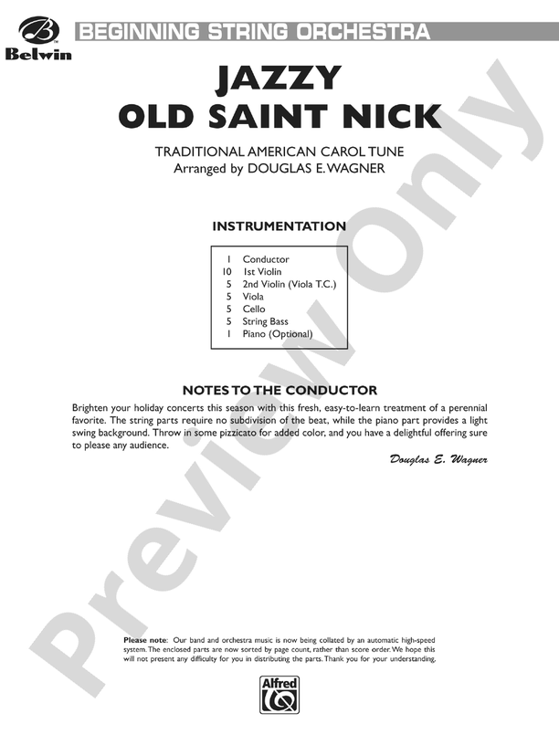 Jazzy Old Saint Nick: Score: String Orchestra Score - Digital Sheet Music Download