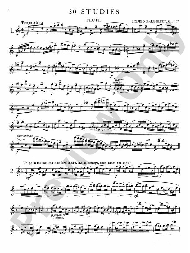 Karg-Elert: Thirty Studies, Op. 107: Flute Book: Sigfrid Karg-Elert ...