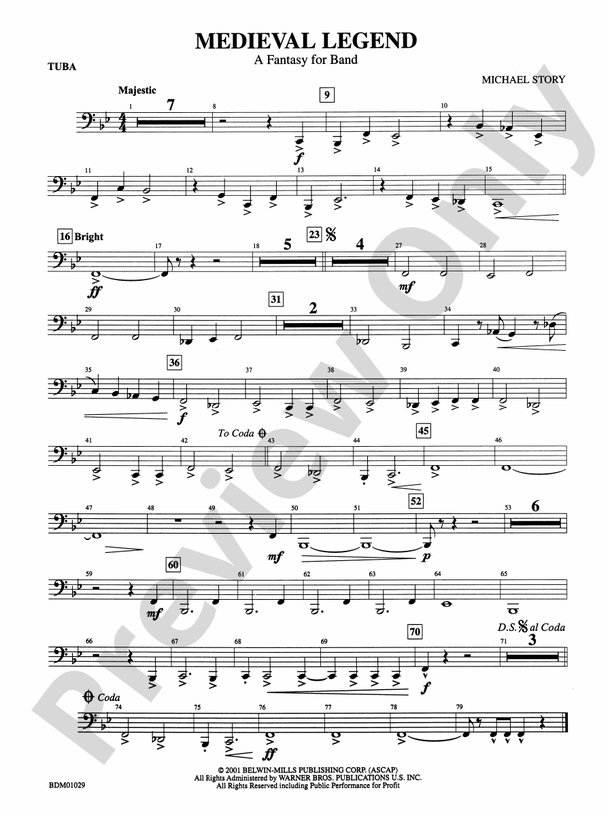Medieval Legend (A Fantasy for Band): Tuba: Tuba Part - Digital Sheet ...