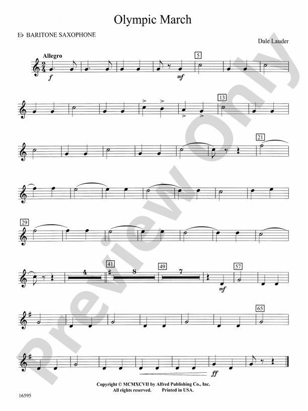Olympic March: E-flat Baritone Saxophone: E-flat Baritone Saxophone ...