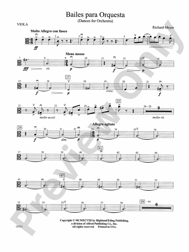 Bailes para Orquesta (For Two Solo Violins and String Orchestra): Viola: Viola Part - Digital ...
