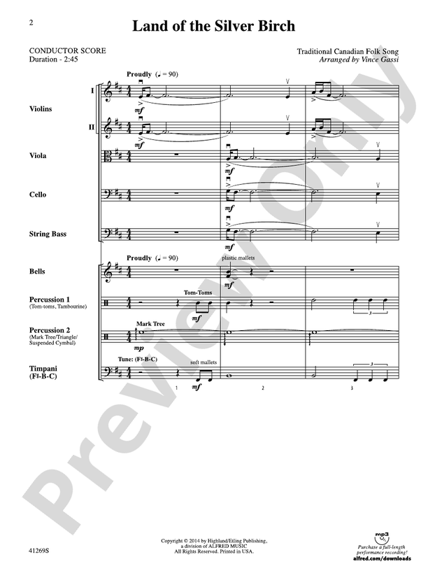 Land of the Silver Birch: String Orchestra Conductor Score & Parts ...
