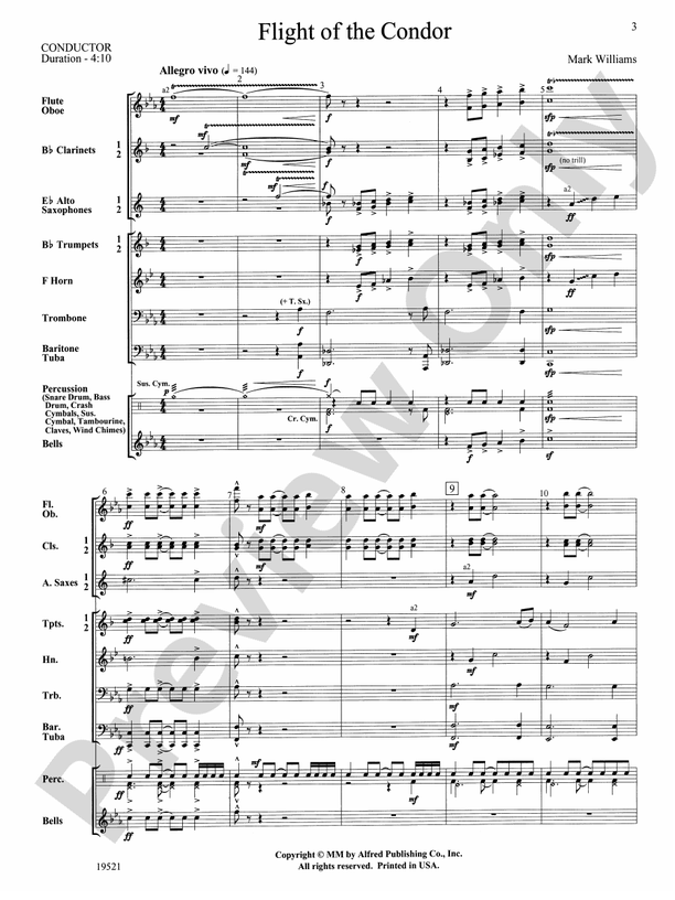 Flight of the Condor: Concert Band Conductor Score & Parts: Mark ...