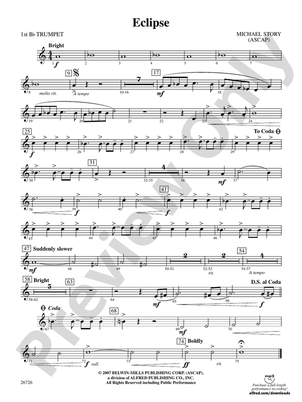 Eclipse: 1st B-flat Trumpet: 1st B-flat Trumpet Part - Digital Sheet Music Download