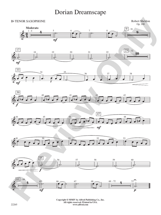 Dorian Dreamscape: B-flat Tenor Saxophone: B-flat Tenor Saxophone Part ...