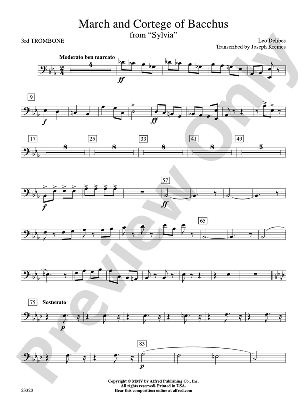 March and Cortege of Bacchus: 3rd Trombone: 3rd Trombone Part - Digital ...