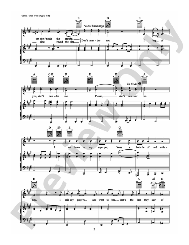 Dire Wolf: Piano/Vocal/Chords: Grateful Dead - Digital Sheet Music Download
