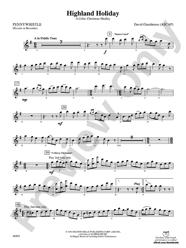 Highland Holiday: Pennywhistle (Piccolo or Recorder): Pennywhistle ...