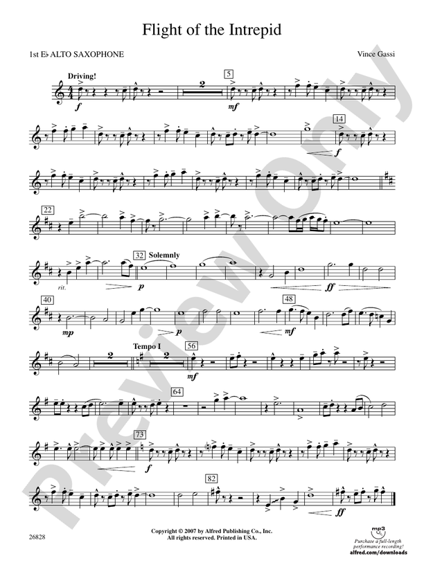Flight of the Intrepid: E-flat Alto Saxophone: E-flat Alto Saxophone Part - Digital Sheet Music ...