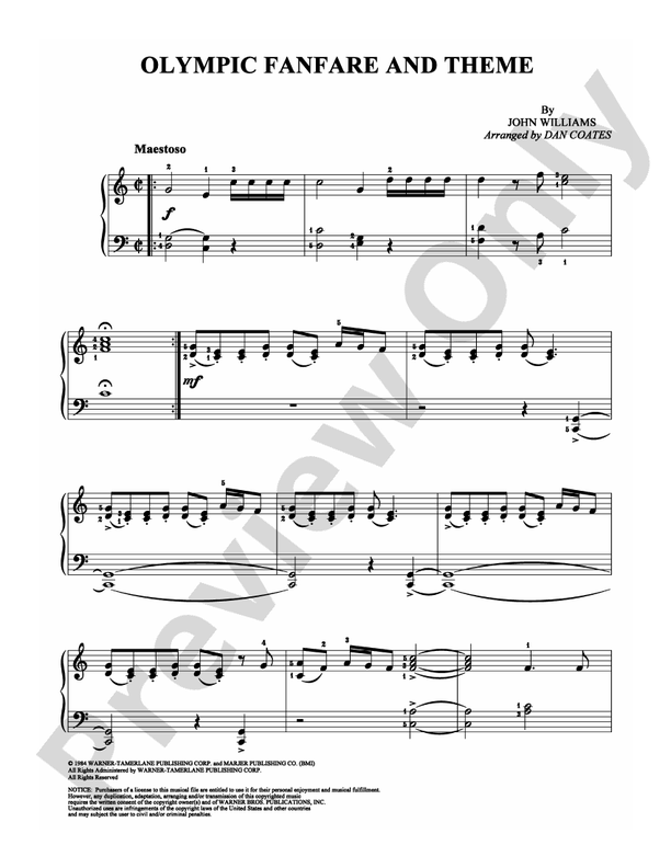 Olympic Fanfare and Theme: Easy Piano: John Williams - Digital Sheet ...