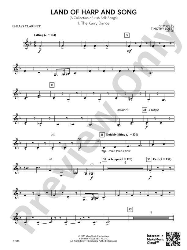 Land of Harp and Song: B-flat Bass Clarinet: B-flat Bass Clarinet Part ...
