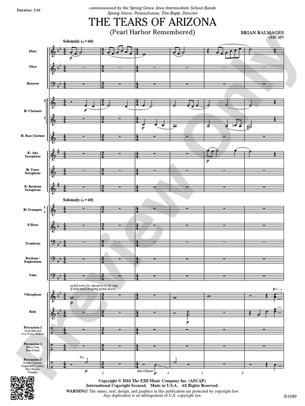The Tears of Arizona: Score: Concert Band Score: Brian Balmages ...
