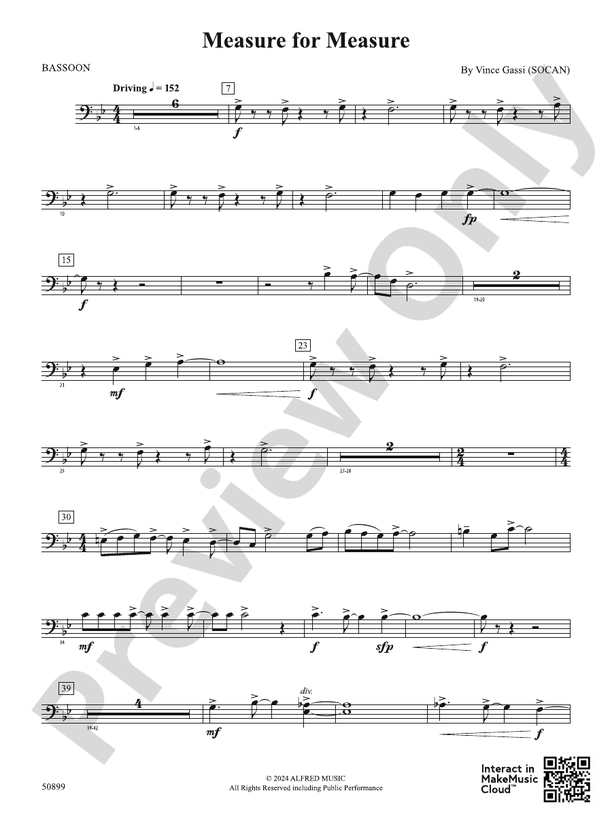 Measure for Measure: Bassoon: Bassoon Part - Digital Sheet Music Download