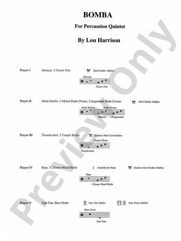 Bomba: Percussion Ensemble Part(s): Lou Harrison - Digital Sheet Music ...