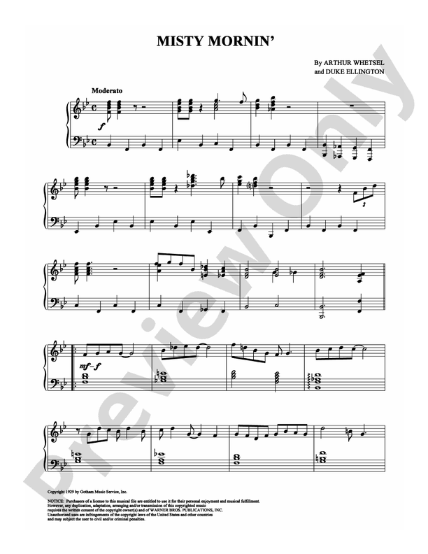Misty Mornin': Piano: Duke Ellington - Digital Sheet Music Download