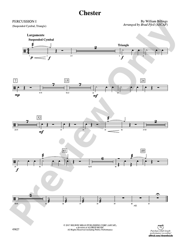Chester: 1st Percussion: 1st Percussion Part - Digital Sheet Music Download