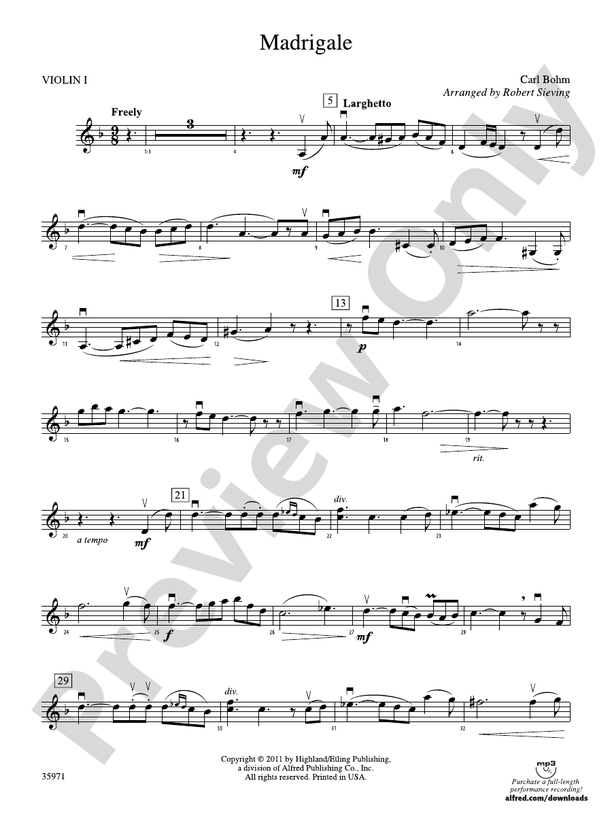 Madrigale: 1st Violin: 1st Violin Part - Digital Sheet Music Download