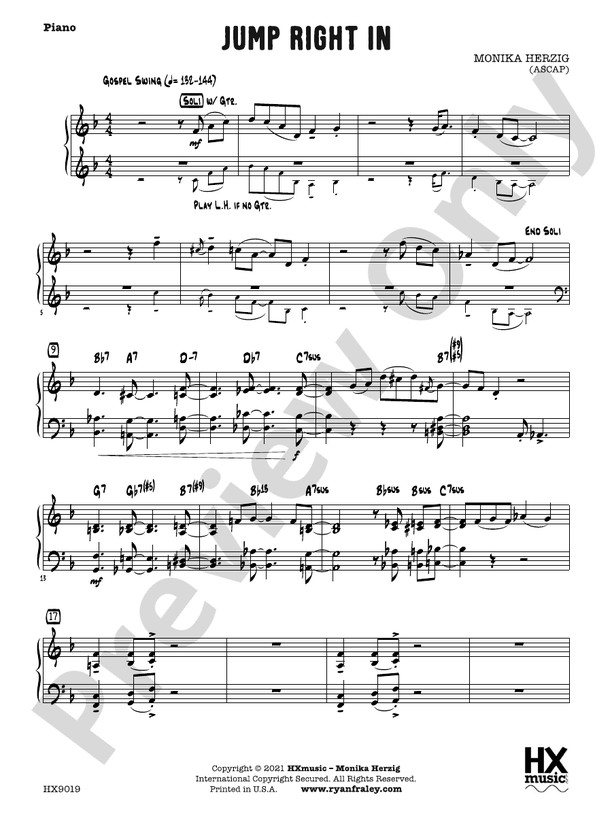 Jump Right In: Piano: Piano Part: Monika Herzig - Digital Sheet Music ...