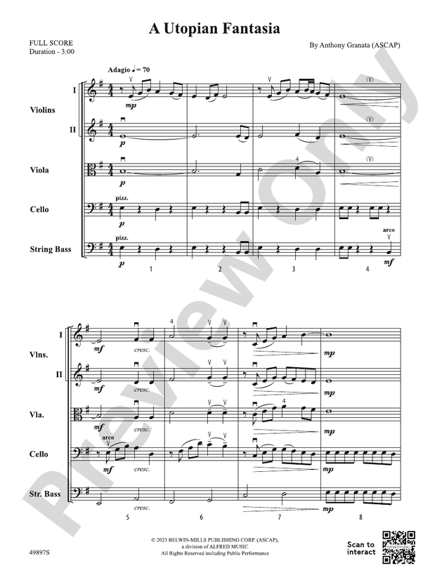 A Utopian Fantasia: String Orchestra Conductor Score & Parts: Anthony ...