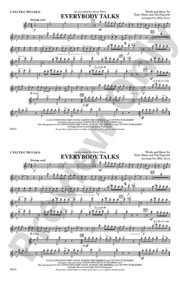 Everybody Talks: Flute: Flute Part - Digital Sheet Music Download