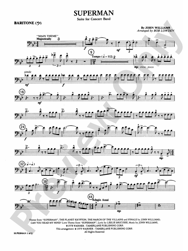 Superman: Baritone B.C.: Baritone B.C. Part - Digital Sheet Music Download