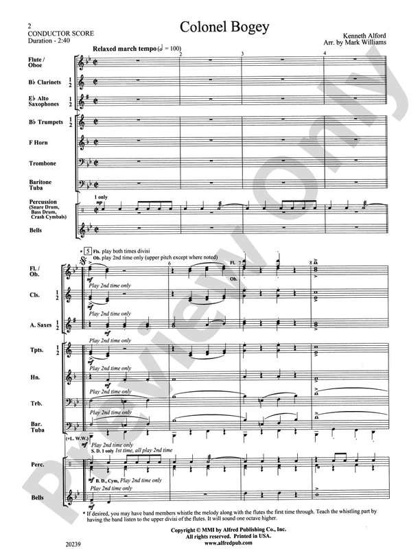 Colonel Bogey: Score: Concert Band Score - Digital Sheet Music Download