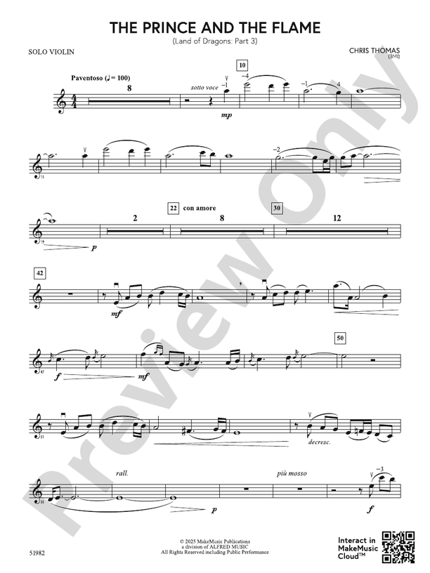 The Prince and the Flame: Solo Violin: Solo Violin Part - Digital Sheet ...