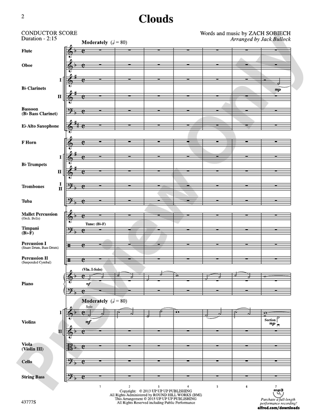 Clouds: Full Orchestra Conductor Score & Parts: Zach Sobiech - Digital ...
