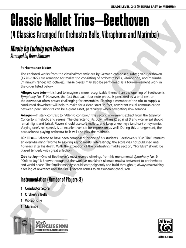 Classic Mallet Trios---Beethoven: Score: Mallet Instrument Score ...