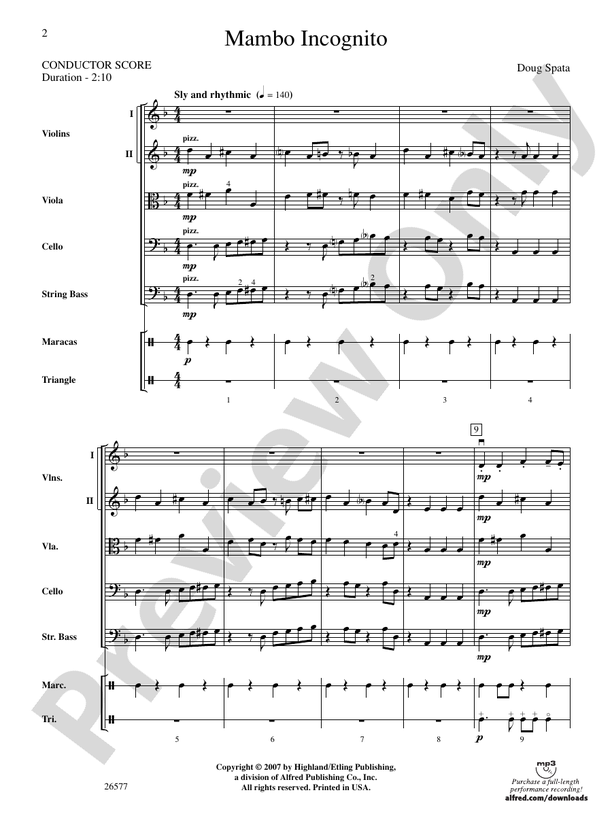 Mambo Incognito: Score: String Orchestra Score - Digital Sheet Music Download