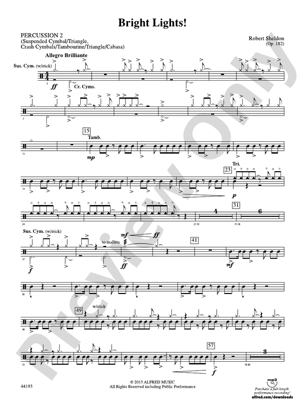 Bright Lights!: 2nd Percussion: 2nd Percussion Part - Digital Sheet Music Download