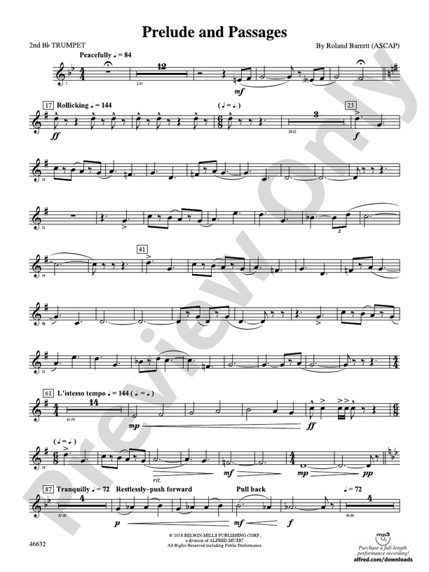 Prelude and Passages: 2nd B-flat Trumpet: 2nd B-flat Trumpet Part - Digital Sheet Music Download