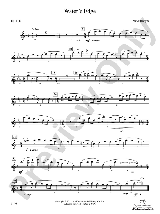 Water's Edge: Flute: Flute Part - Digital Sheet Music Download