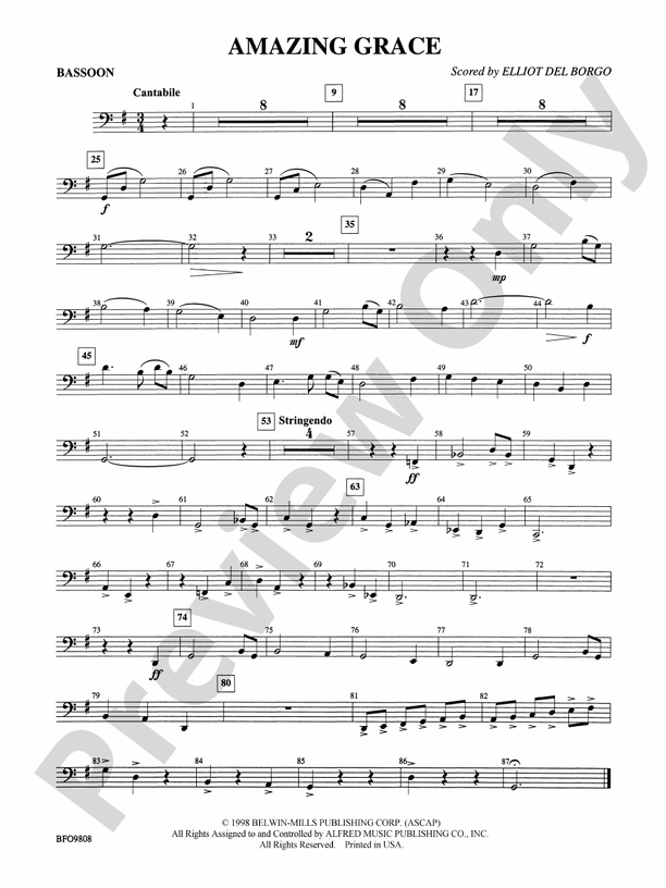 Amazing Grace: Bassoon: Bassoon Part - Digital Sheet Music Download
