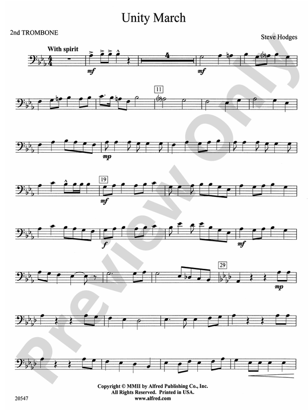 Unity March: 2nd Trombone: 2nd Trombone Part - Digital Sheet Music Download