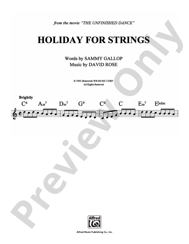 Holiday For Strings: Lead Sheet: David Rose - Digital Sheet Music Download