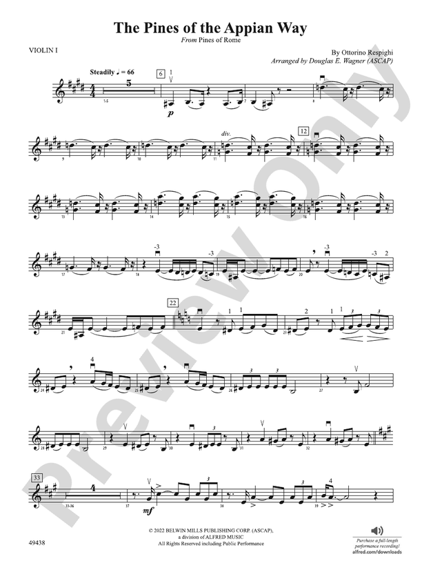 The Pines of the Appian Way: 1st Violin: 1st Violin Part - Digital Sheet Music Download