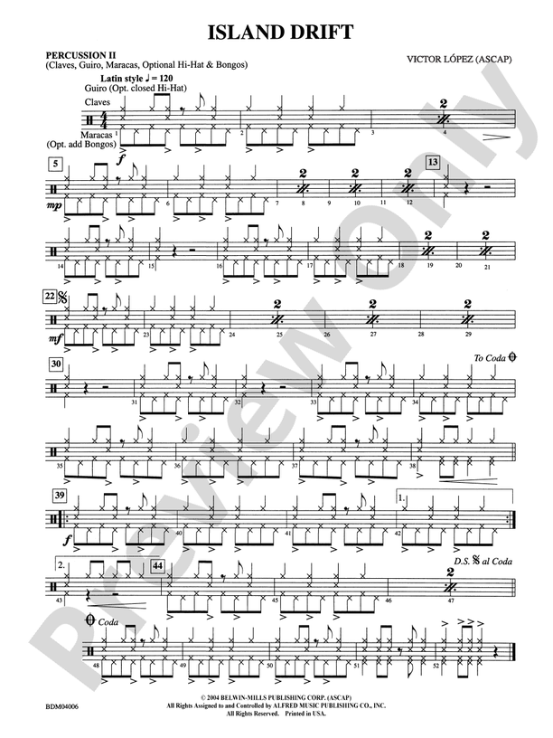 Island Drift: 2nd Percussion: 2nd Percussion Part - Digital Sheet Music ...