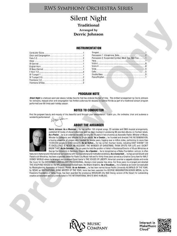 Silent Night: Score: Full Orchestra Score - Digital Sheet Music Download